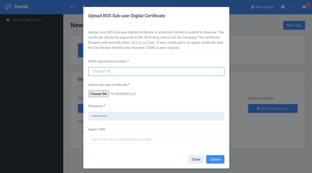 ROS Digital Certificates - Parolla