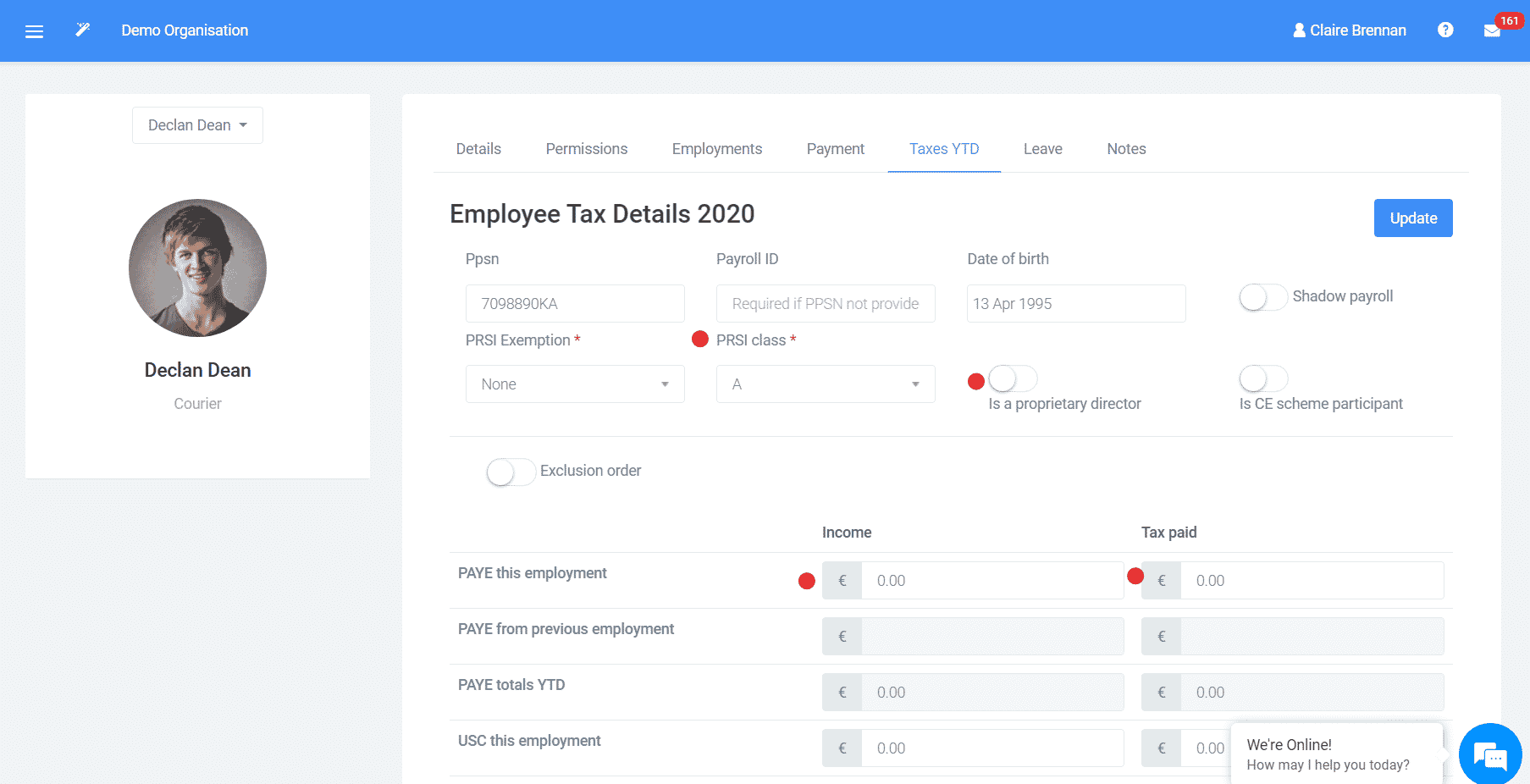 Creating Employee Profiles - Parolla - adding basic information
