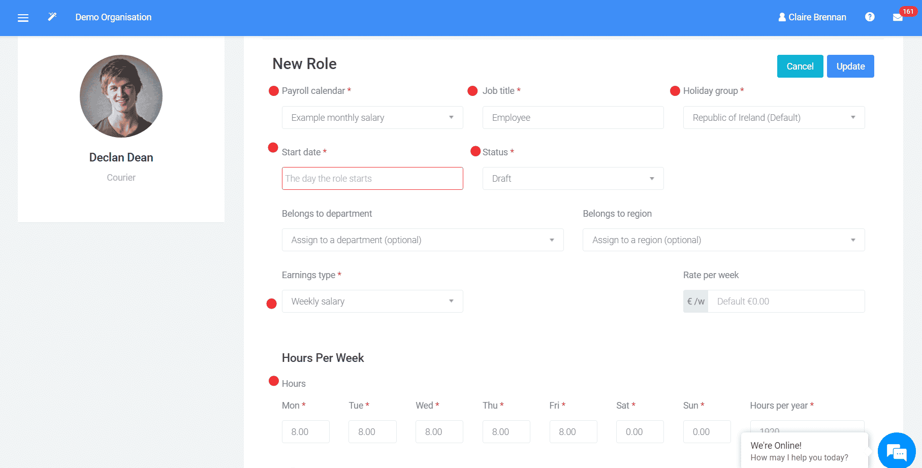 Creating Employee Profiles - Parolla - adding basic information