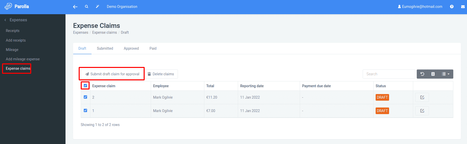 How to Submit Expense Claims - Parolla