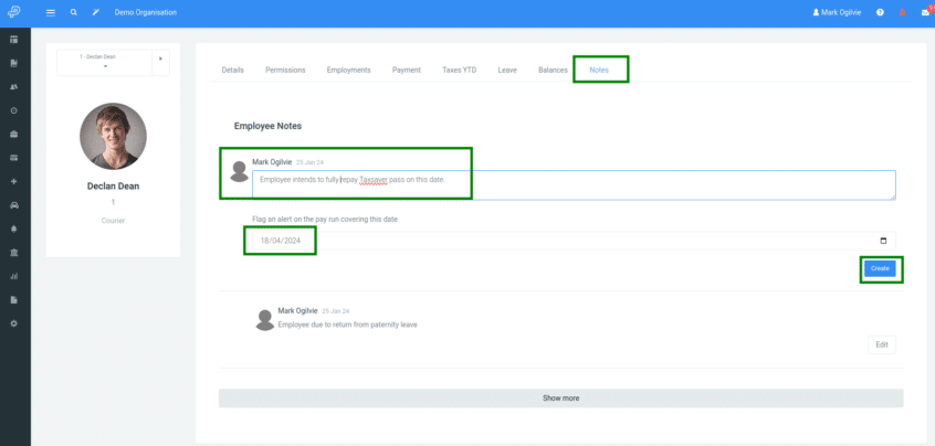 Employee Notes - Parolla